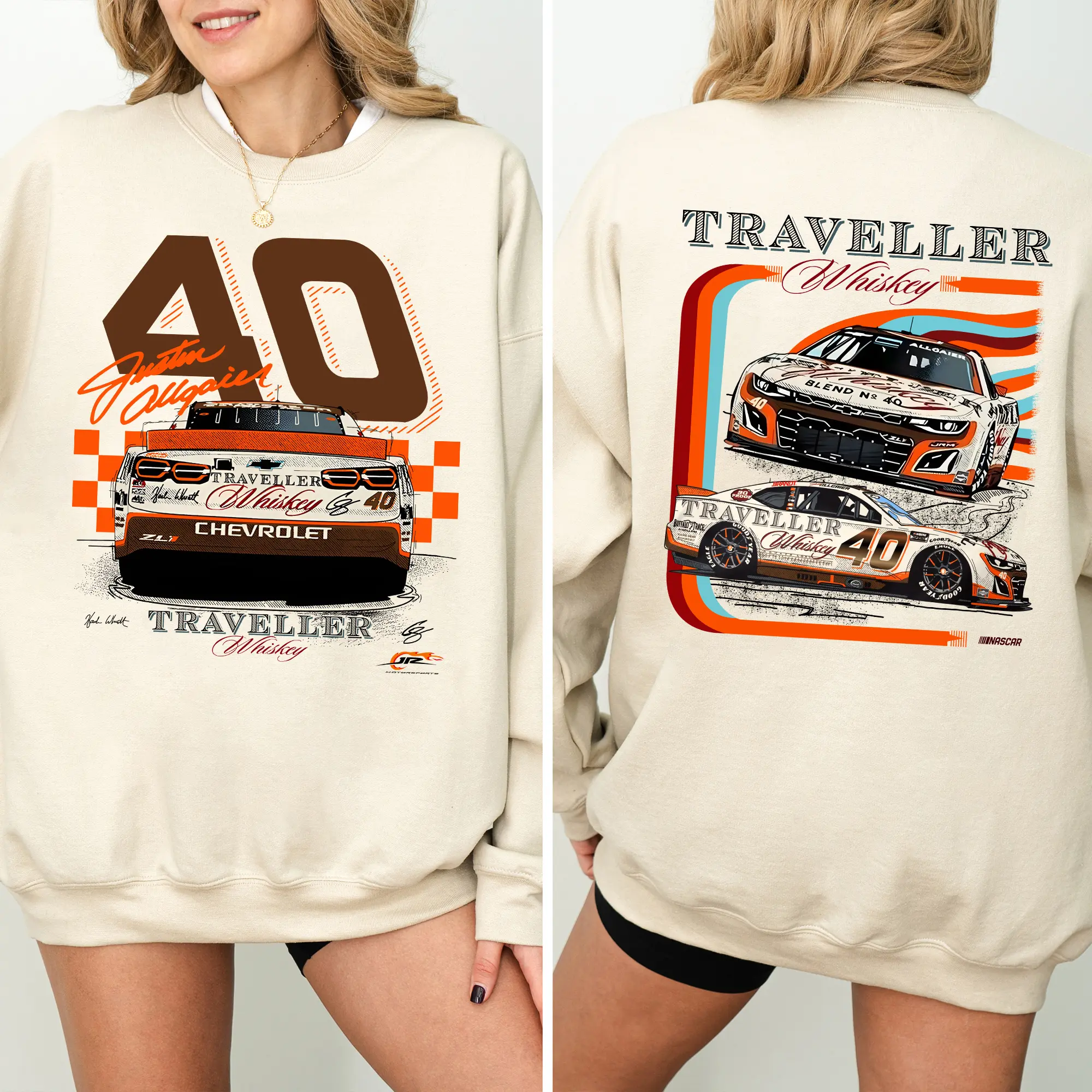 Both Side Justin Allgaier Nascar Sweater, Number 40 Chevrolet Unisex ...