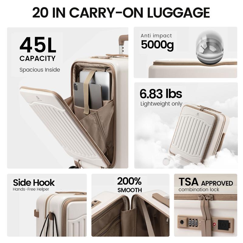 【Valentine's Day Gift】LOVEVOOK Carry on Luggage TSA Approved, PC Hard ...