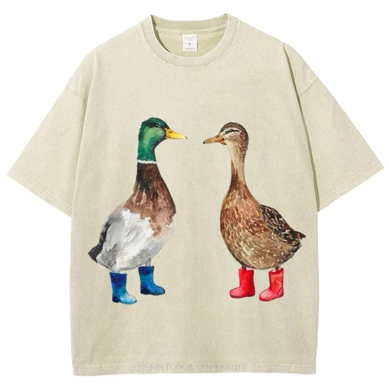 Wellies Duck Unisex Vintage Washed Tee, Graphic Tee, Unisex Fashion ...