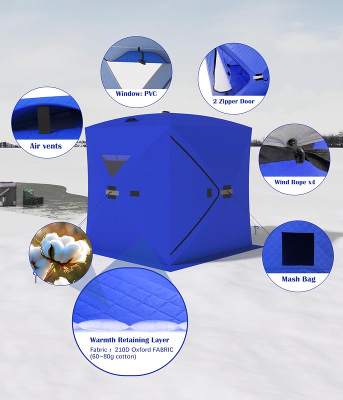 【GARVEE】Ice Fishing Tent, Premium Pop-Up Portable Hub-Style Ice Fishing ...