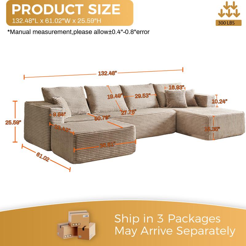 ModMood compress sofa Sectional with Ottoman U-Shaped Modular Sofa ...