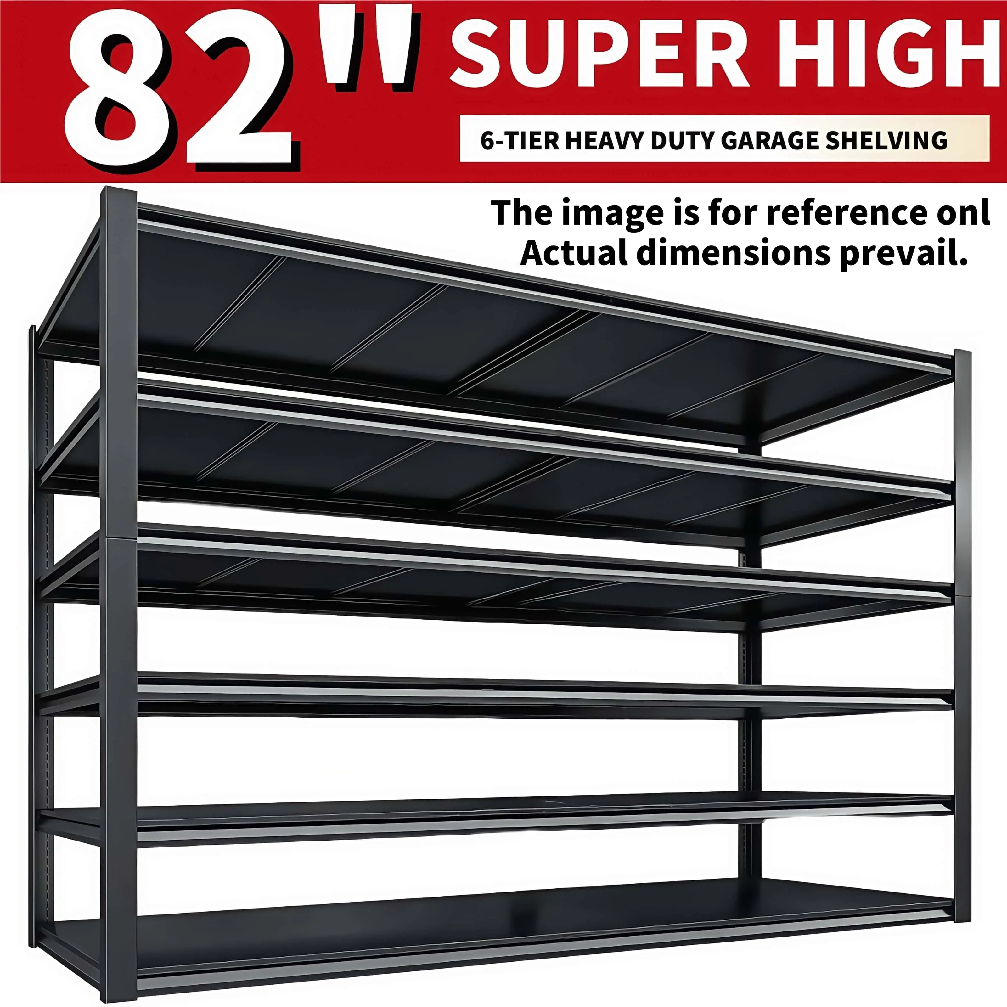 6-Tier Heavy Duty Metal Storage Shelving Unit, Adjustable, Rolled Edge ...