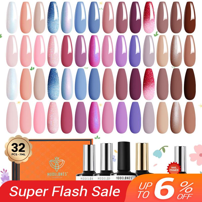 Modelones 32 PCS Gel Nail Polish Kit, 28 Colors Gel Polish Set - TikTok ...