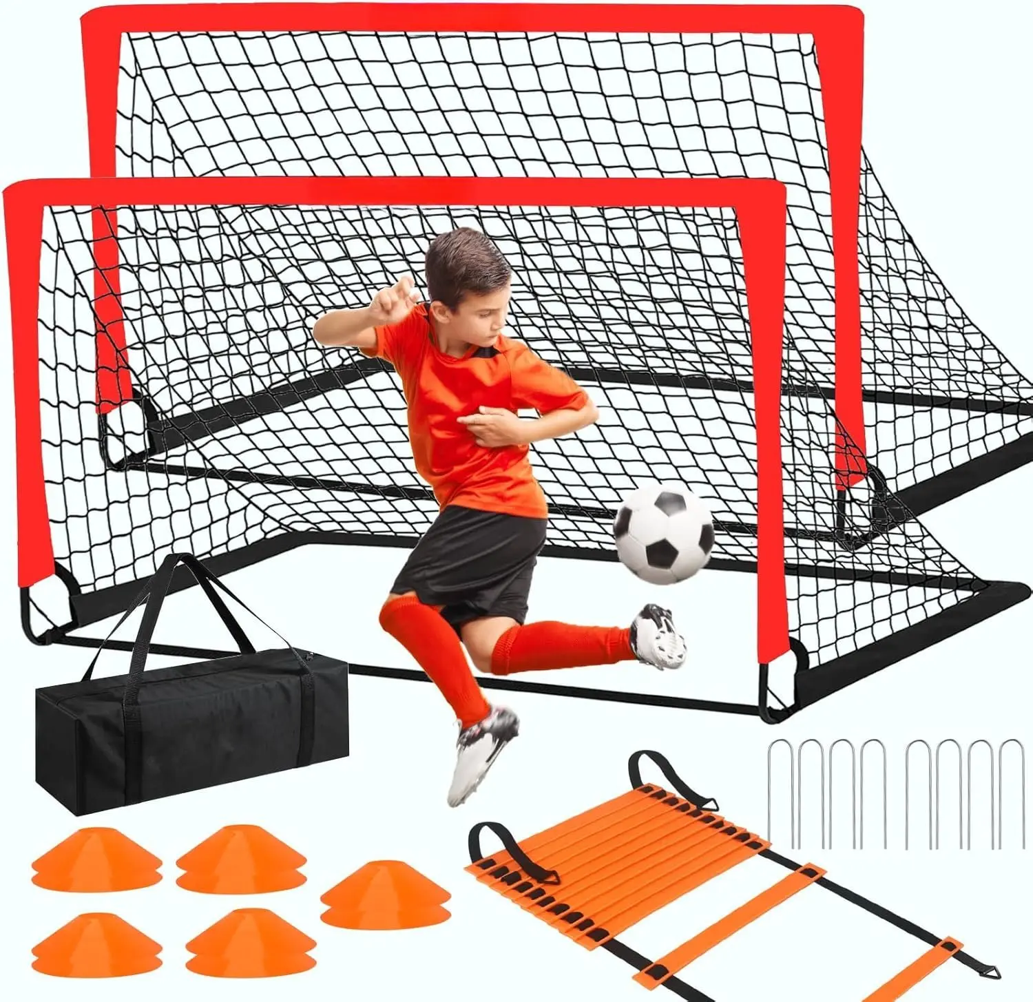 Soccer Goals for Backyard, 2 of 6 x 4 ft Soccer Goal Set Soccer Net ...