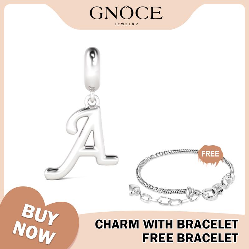 GNOCE Charms with Bracelet Letter A-Z Initial Charm Pendant 925 ...