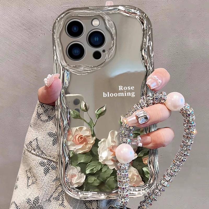 Rose blooming pattern with bracelet, anti-drop, non-slip TPU full-cover ...