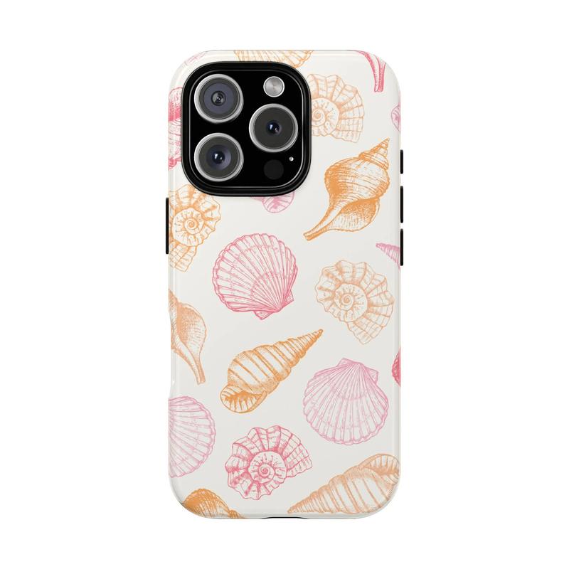 Seashell Engraving Pattern Phone Case | Pastel Pink and Orange Conch ...