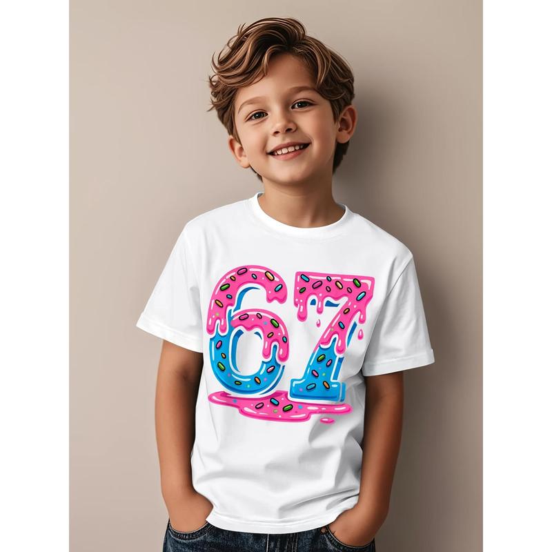 Boys' And Girls' Sigma 67 Graphic T-Shirt - Number 67 with Pink ...