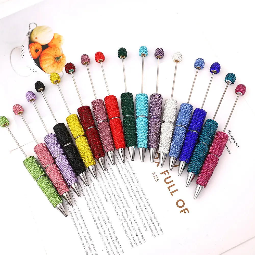 10Pcs Glitter Beadable Pens Full Rhinestone Fancy Pens for Beads Cute ...
