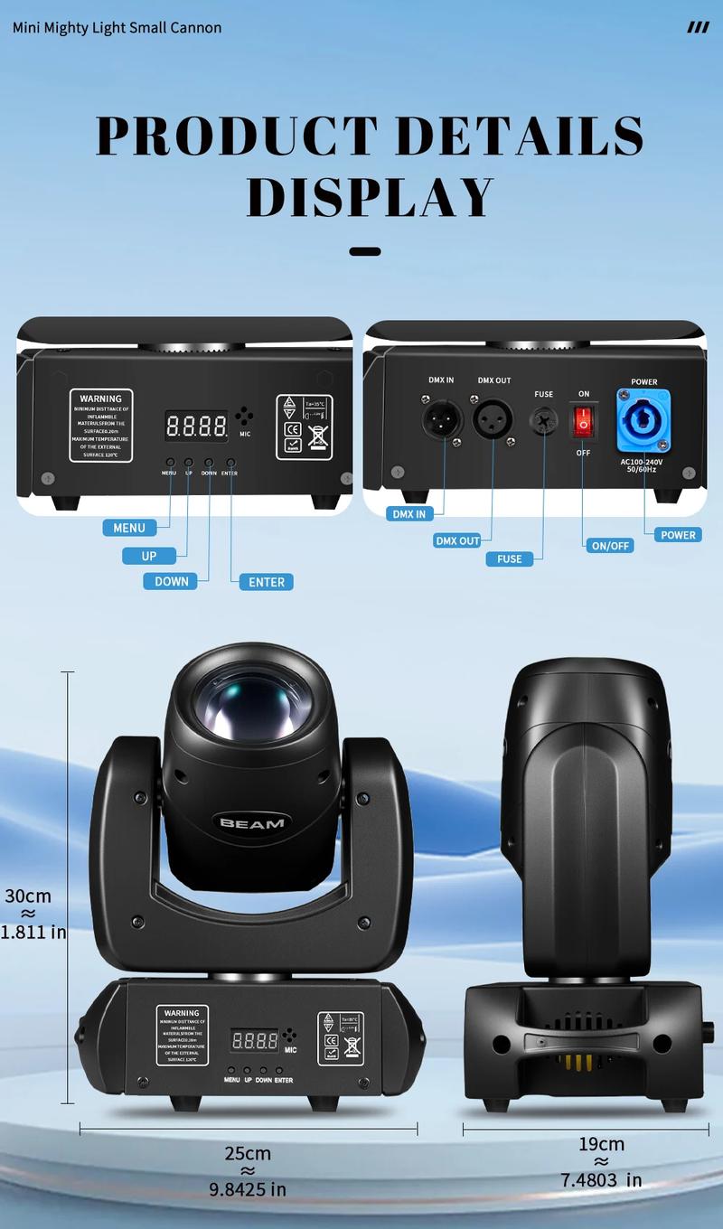 120W LED Beam Moving Head Beam Light 8 Gobo & RGB Color DMX Effect ...