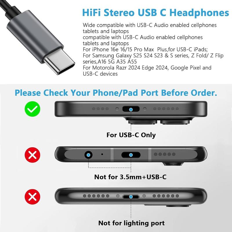 Earbuds USB C Wired Headphones for Samsung Galaxy A17 A16 5G A35 S25 ...