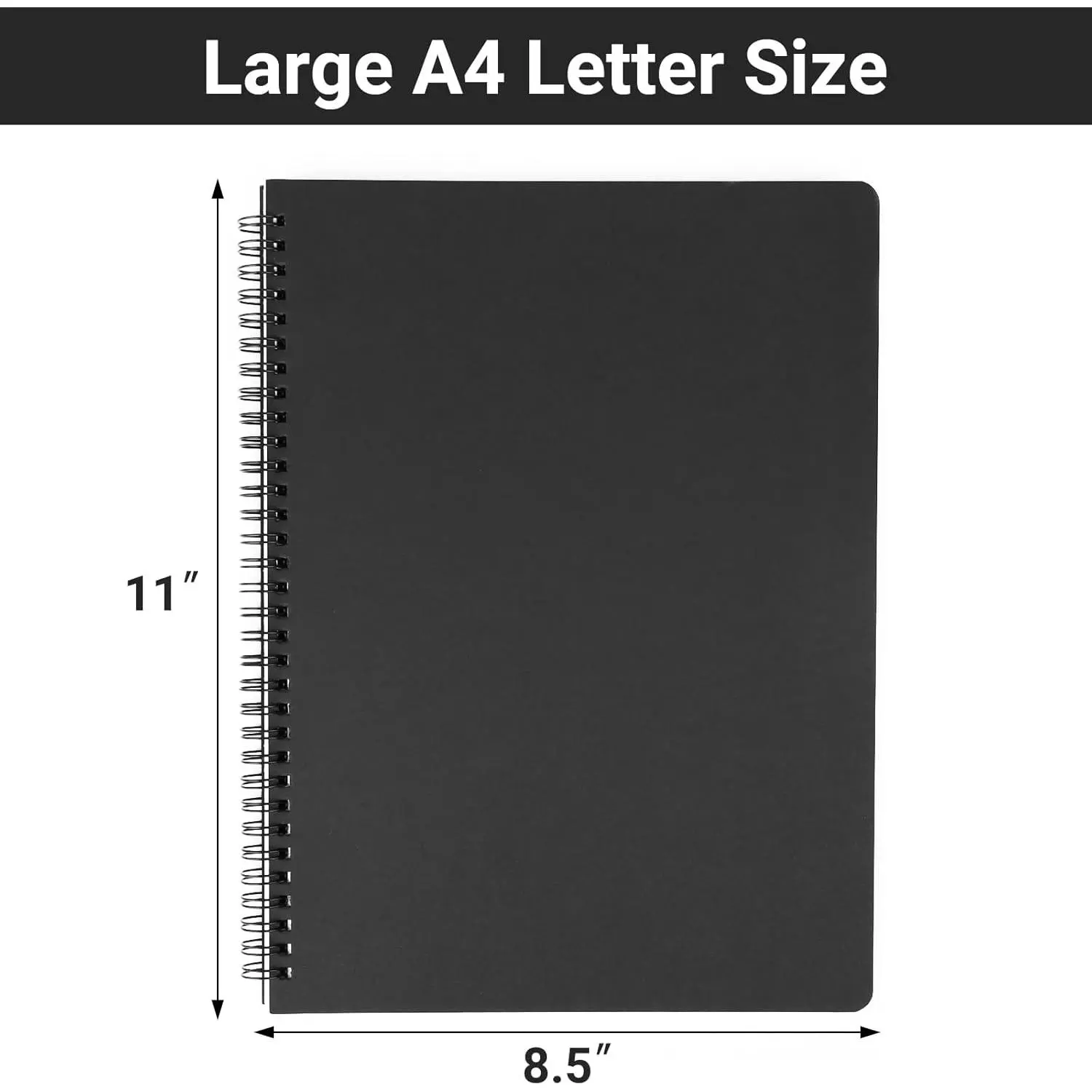 Notebook Spiral College Ruled, 3 Packs A4 11" x 8-1/2" Hardcover Black ...