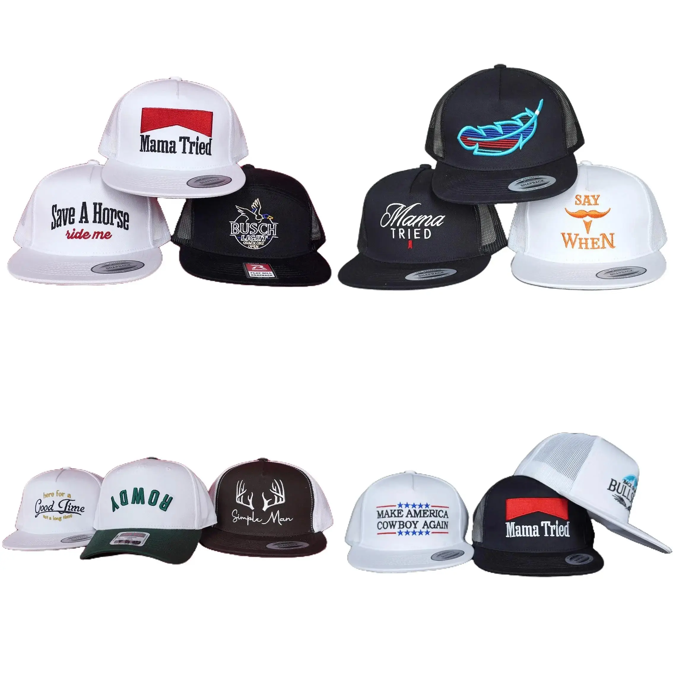 Mystery Hat Box - Pick three random flat brim trucker hats - Mystery ...