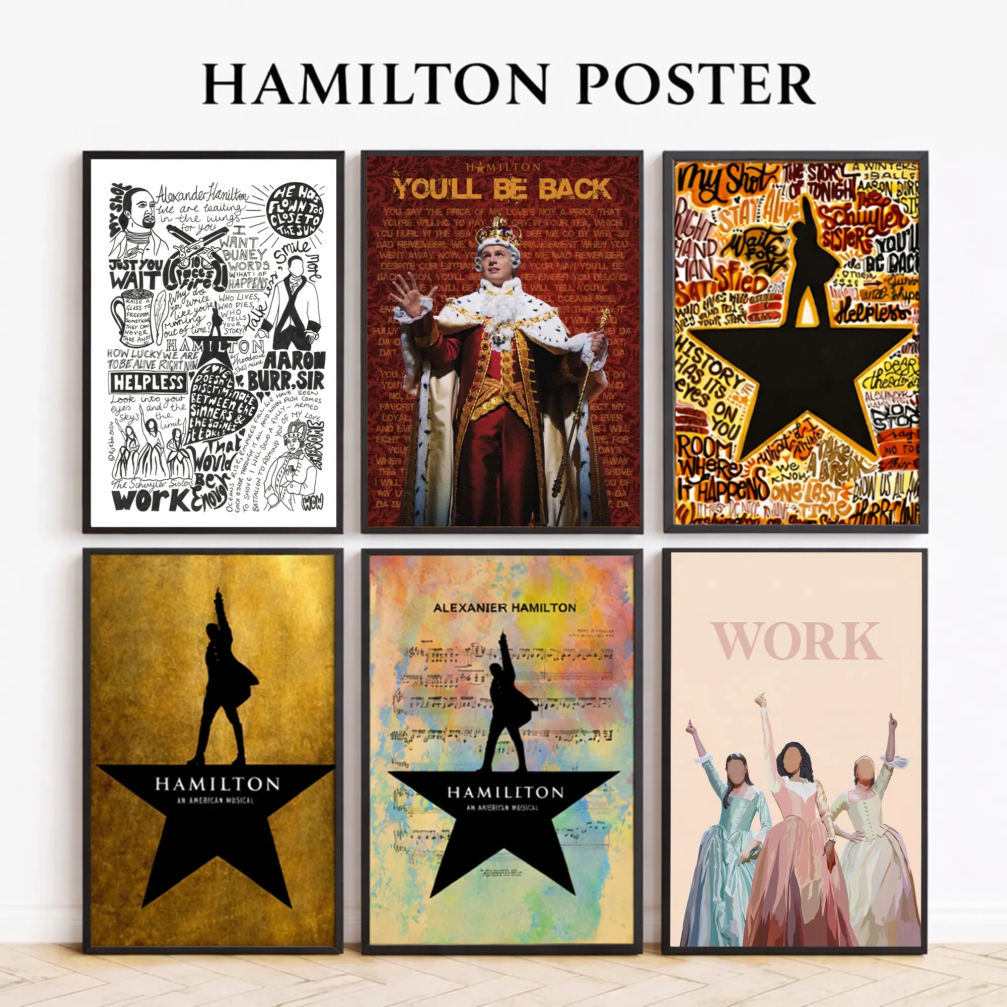 Hamilton Broadway Musical Word Poster, Schuyler Sisters Satisfied Sheet ...