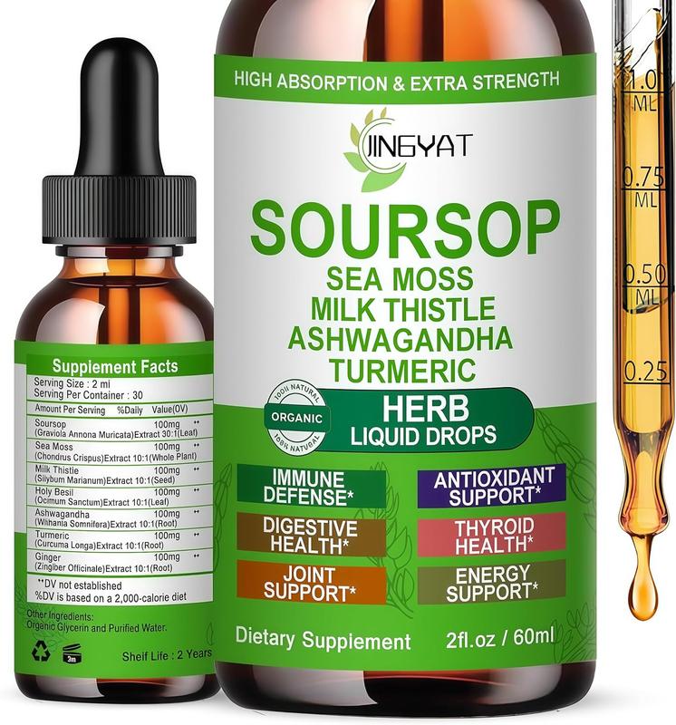Organic Soursop Drops, Soursop Bitters Liquid w/Sea Moss Ashwagandha ...