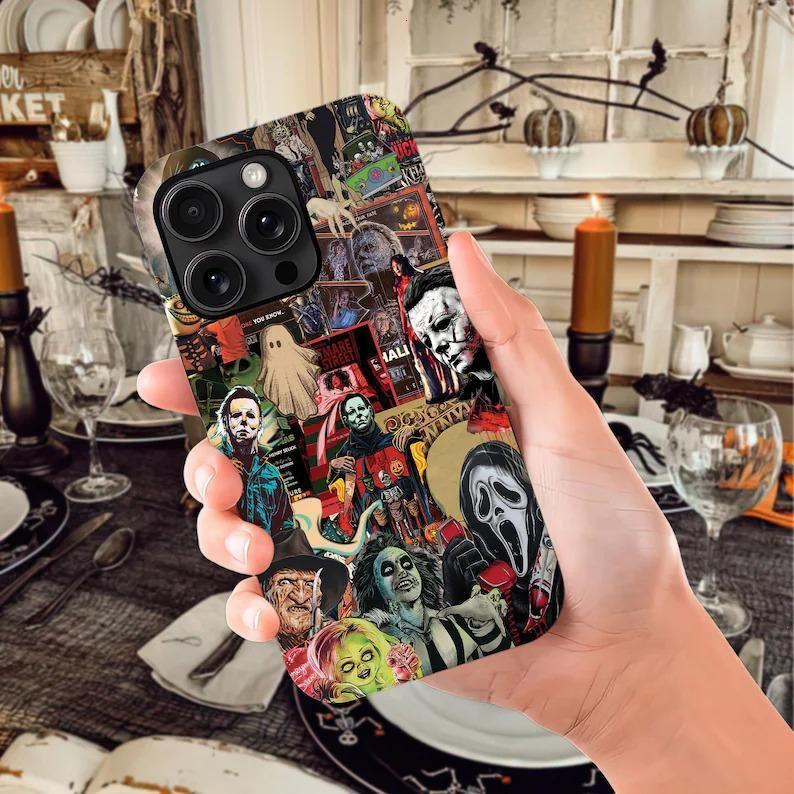 Retro Halloween Movies Phone Case, Horror Movie Theme Tough Case for ...