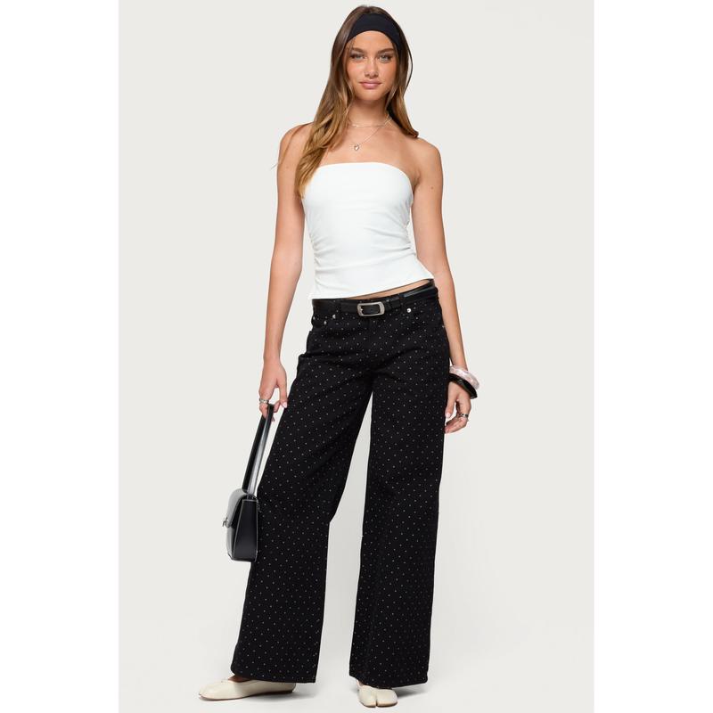 Misha Polka Dot Low Rise Baggy Jeans - TikTok Shop