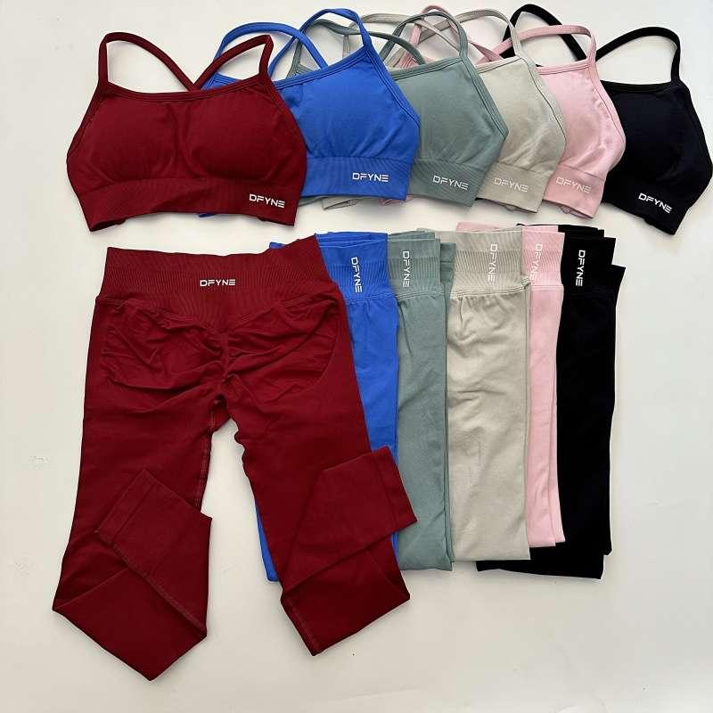 Dfyne Dynamic Leggings & Backless Sports Bra Set - Seamless Sculpting ...