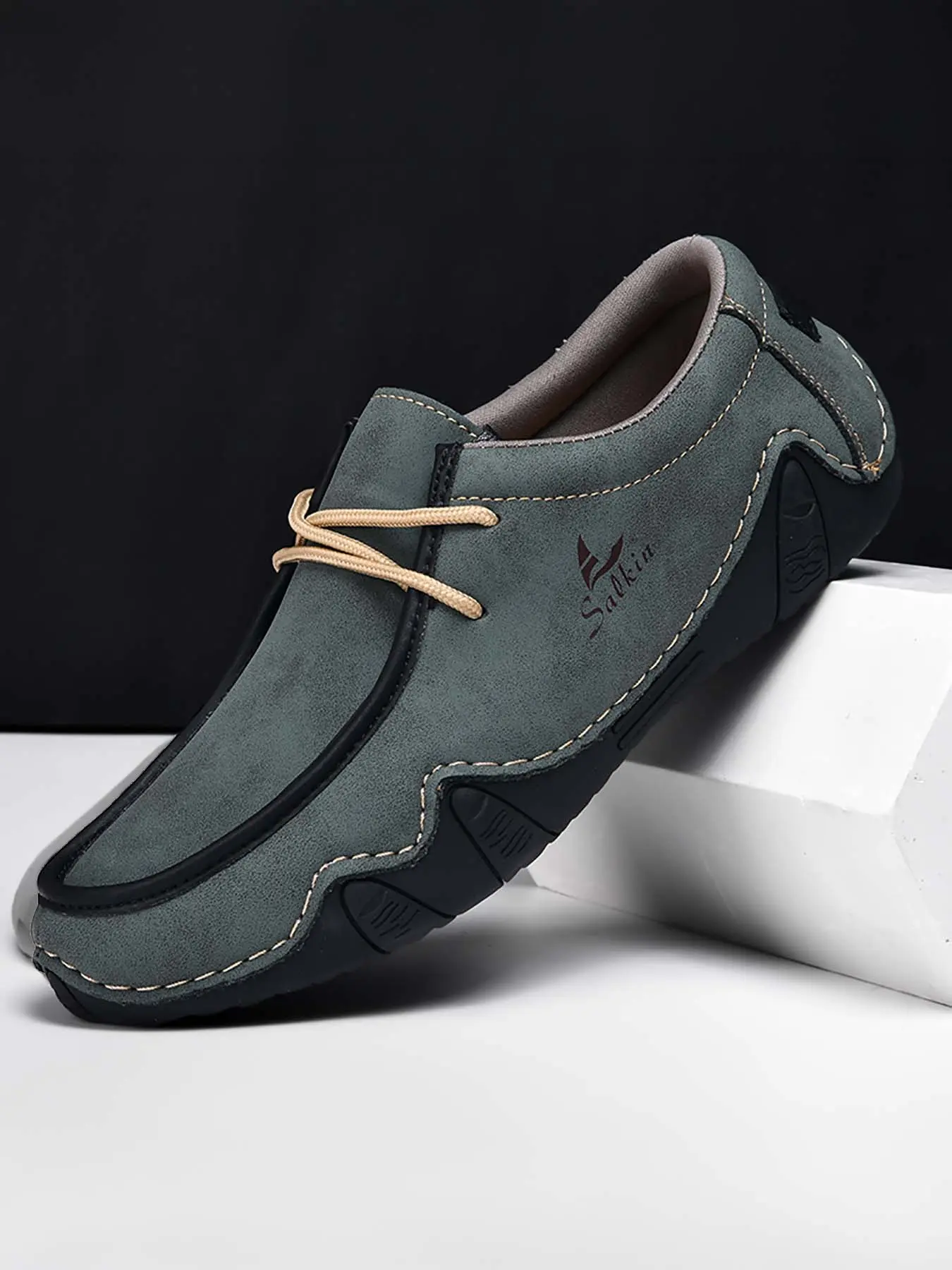 Men's Hand-Stitched Soft-Soled Moccasins, Slip-On Loafers Casual ...