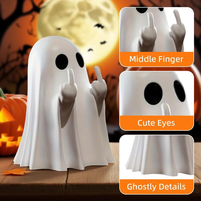 Halloween Ghost Figurine - Plastic Spooky Middle Finger Ghost Decor ...