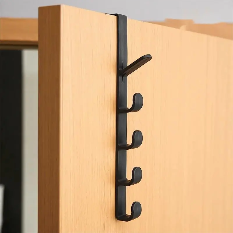 Door Back Hook, 1 Count 5-hook Hanging Storage Rack, Punch-free Coat ...