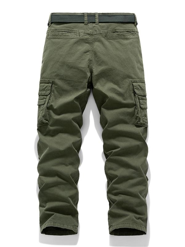 Men's Solid Color Belt Straight Cargo Pants, Normal Fit Street Fashion ...