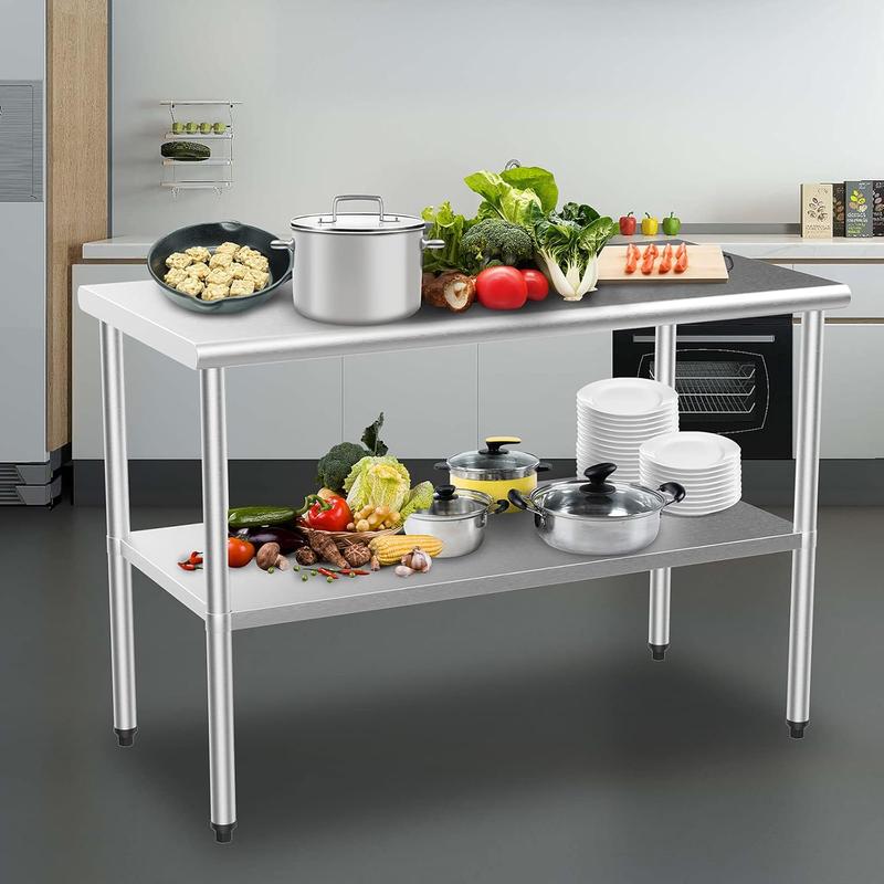 ROVSUN 24/30/36/48'' x 24''Stainless Steel Table for Prep & Work ...