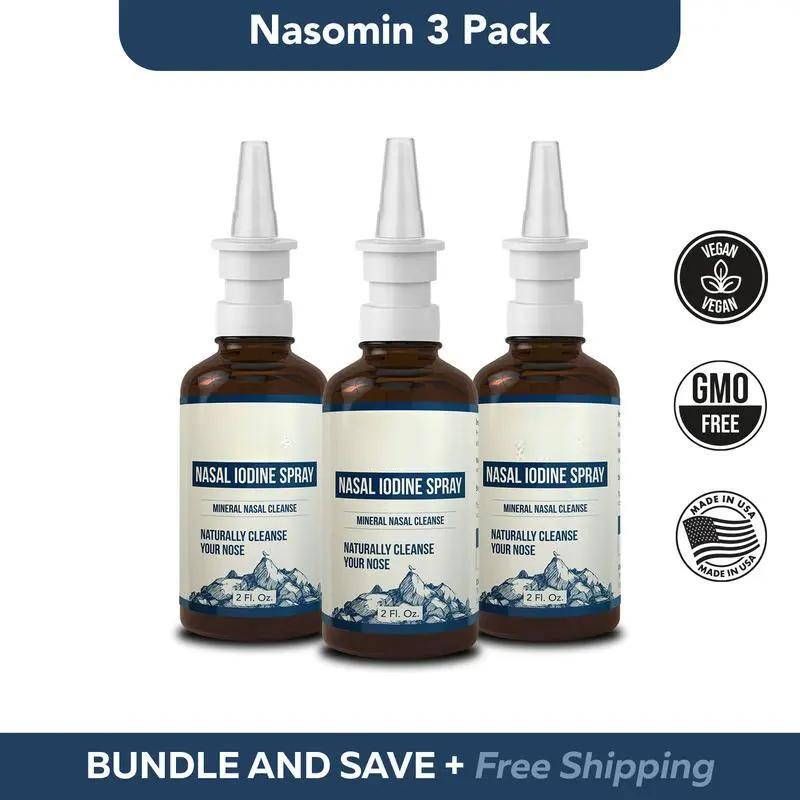 Nasomin 3 Pack Nasal Iodine Spray for Daily Nasal Cleanse ...