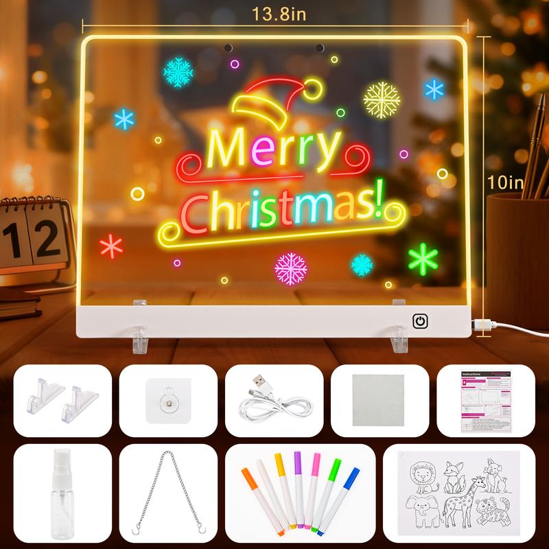 Led Drawing Board & Note Board Light-Up with Stand Markers Wipes Spray ...