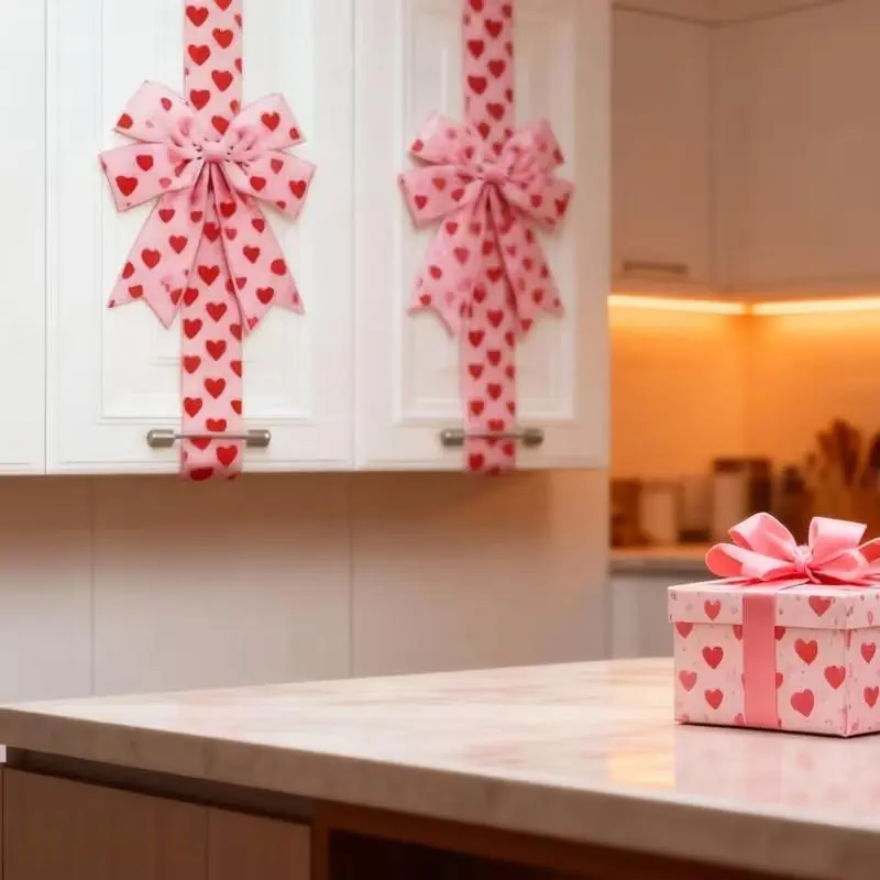 Valentine's Day Pink Heart Large Bow Decoration - 79x2.4 Inches ...