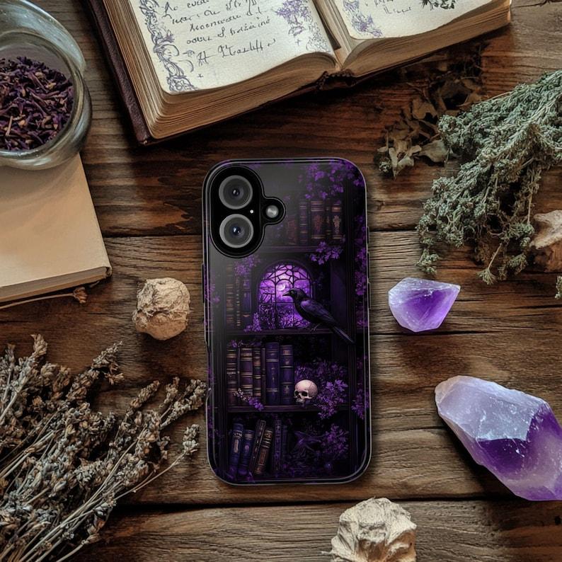 Purple Gothic Bookish Phone Case, Fantasy Mystical Creature, Full Moon ...