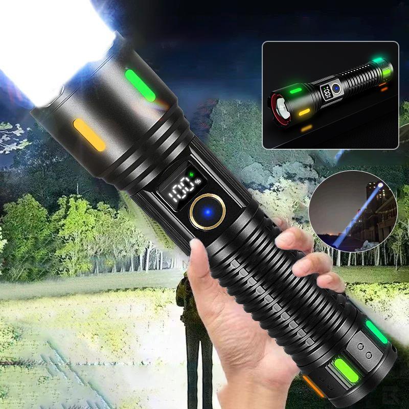Super Bright Rechargeable Flashlight, 5 Modes 5000mAh Large Battery ...