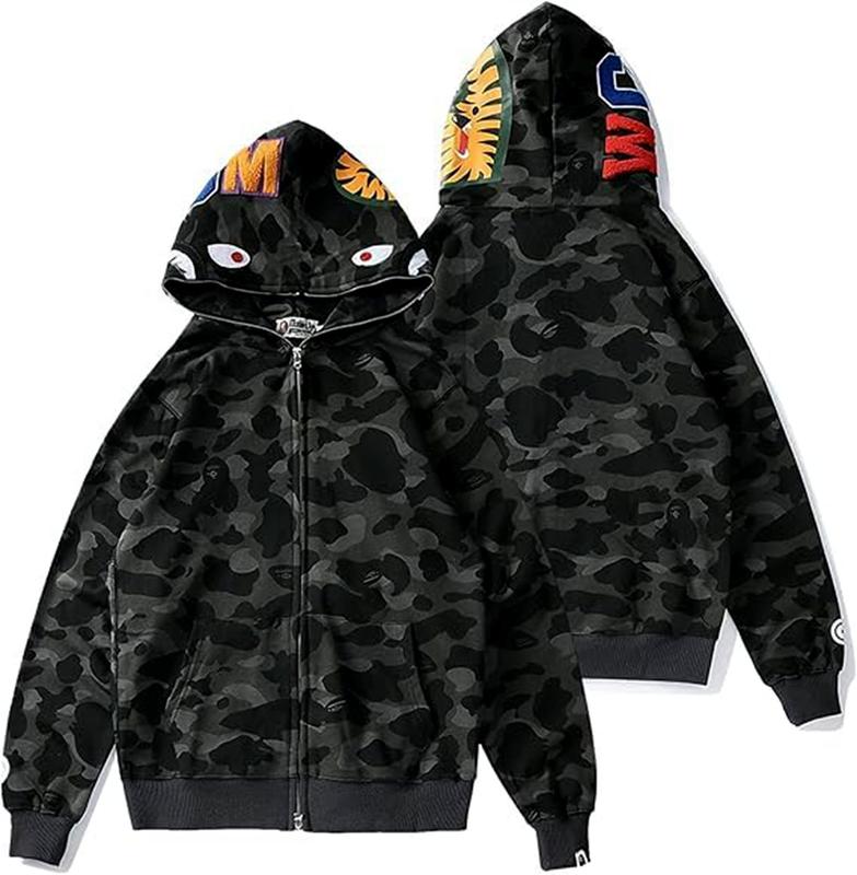 Fashion Shark Hoodie Cotton Material Shark Jaw Jacket Ape Camo Couple ...