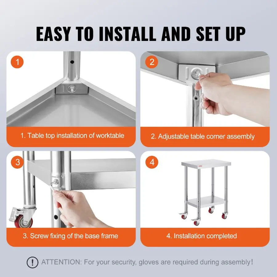fathersdaygift VEVOR Stainless Steel Work Table 24x 18x 34 Inch, 700 ...