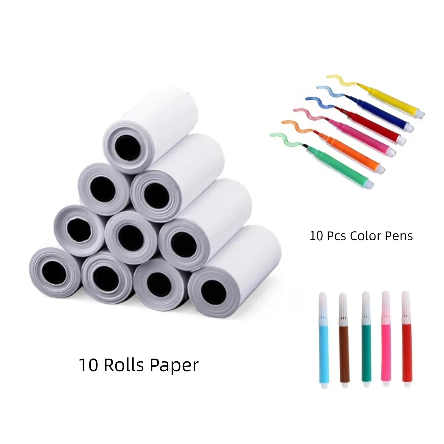Mini Printer Instant Print Camera Paper, 10 Rolls, &, 10 Color Pens ...