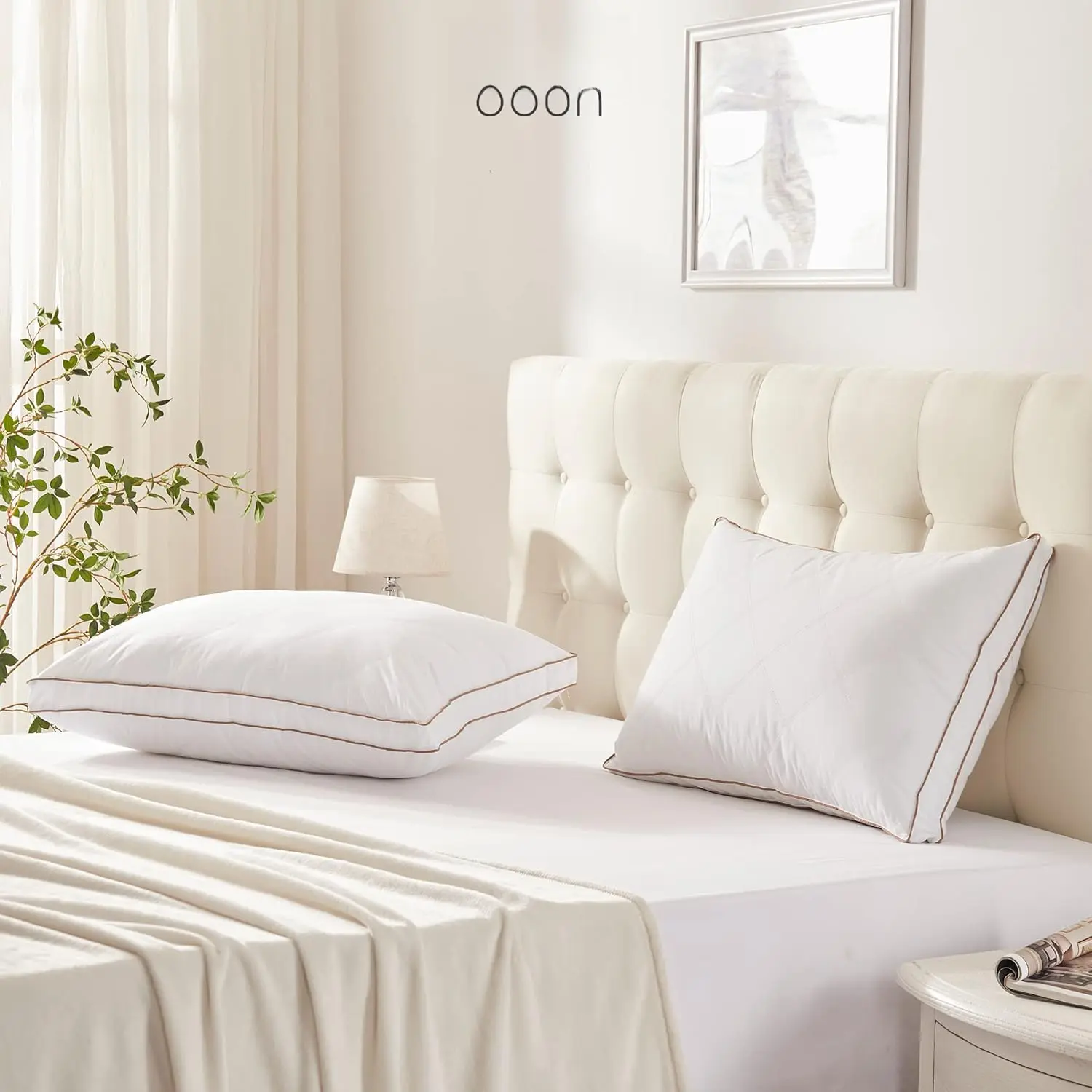 (R) Goose Feathers and Down Pillow for Sleeping Gusseted Bed Hotel ...