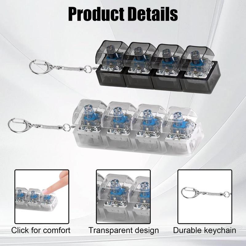 Keyboard Fidget Keychain, Keyboard Fidget Toys with LED Light 4 Keys ...