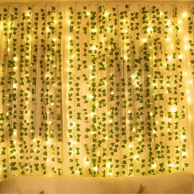 84Ft 12 Pack Artificial Ivy Leaf Plants Vine with 80 LED String Light ...