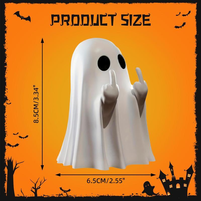 Halloween Ghost Figurine - Plastic Spooky Middle Finger Ghost Decor ...