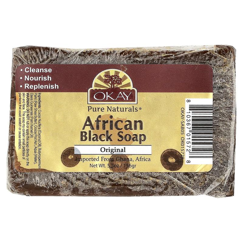 Okay Pure Naturals African Black Bar Soap, Original, 5.5 oz (156 g ...