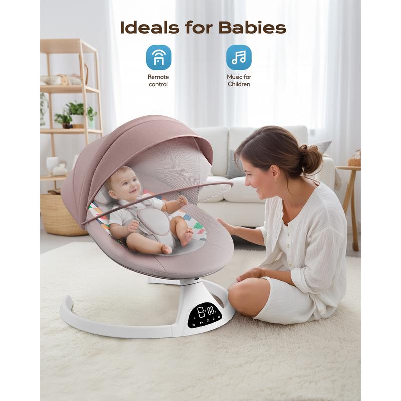 BabyBond Pink Baby Bluetooth Swing, with 10 Calming Lullabies, 3 Speed ...