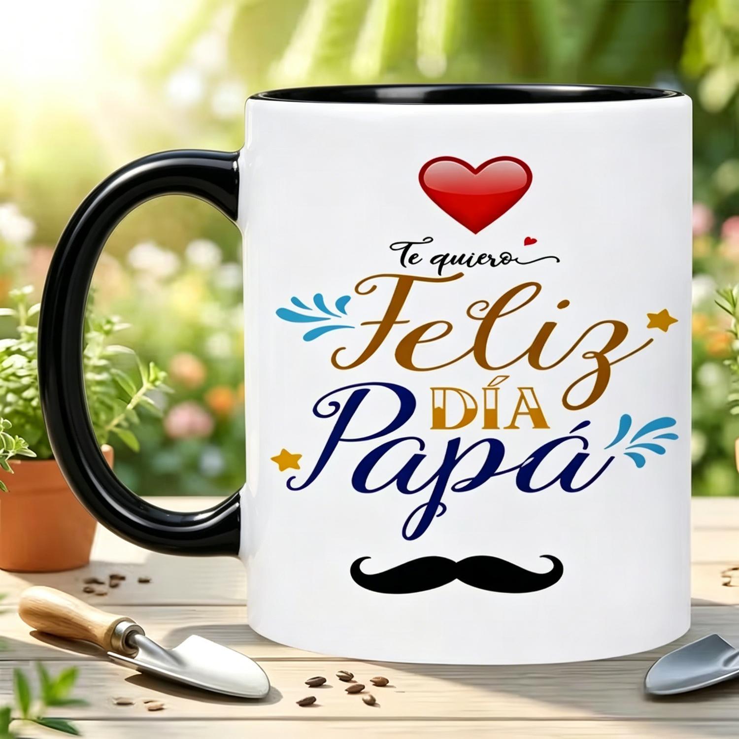 Father Day Spanish Gift 11 Oz Colored Mug Feliz Dia Papa Te Quiero ...