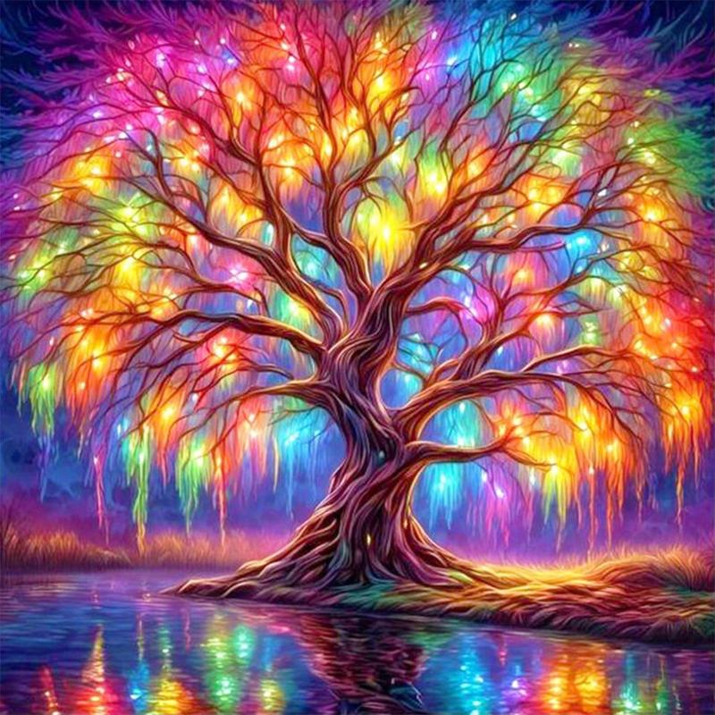 5D DIY Full Round Drill Diamond Painting Colorful Tree Kit Home Decor ...