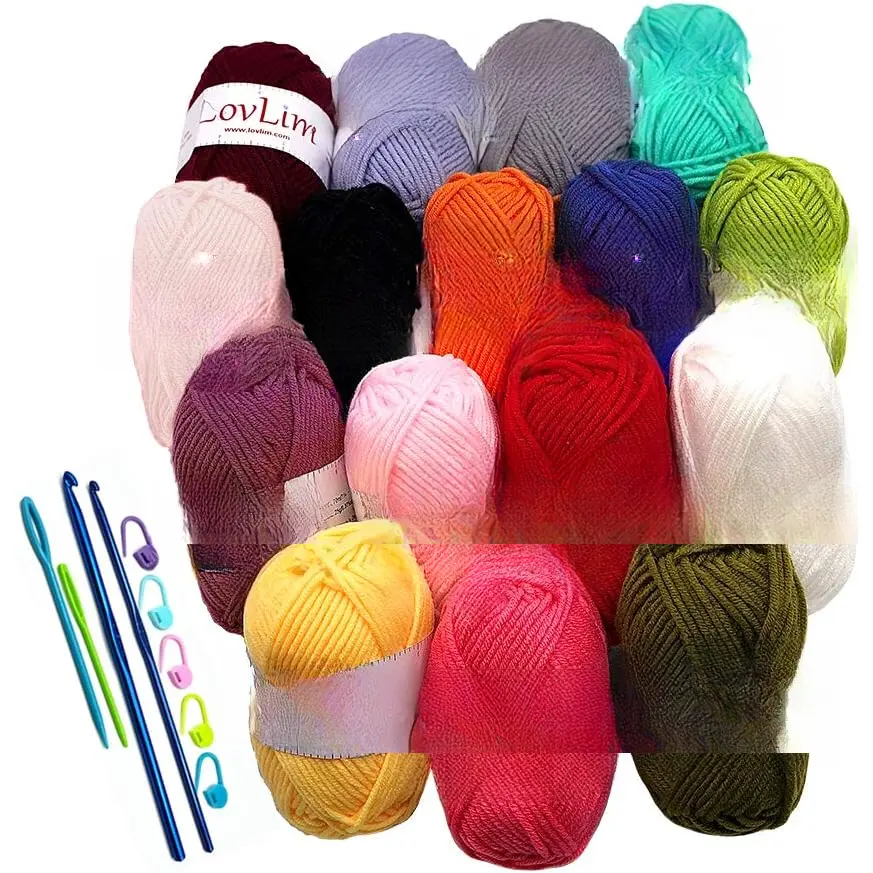 Crochet Yarn kit, 16 Soft Cotton Yarn Skeins,1000+ Yards, for Crochet ...