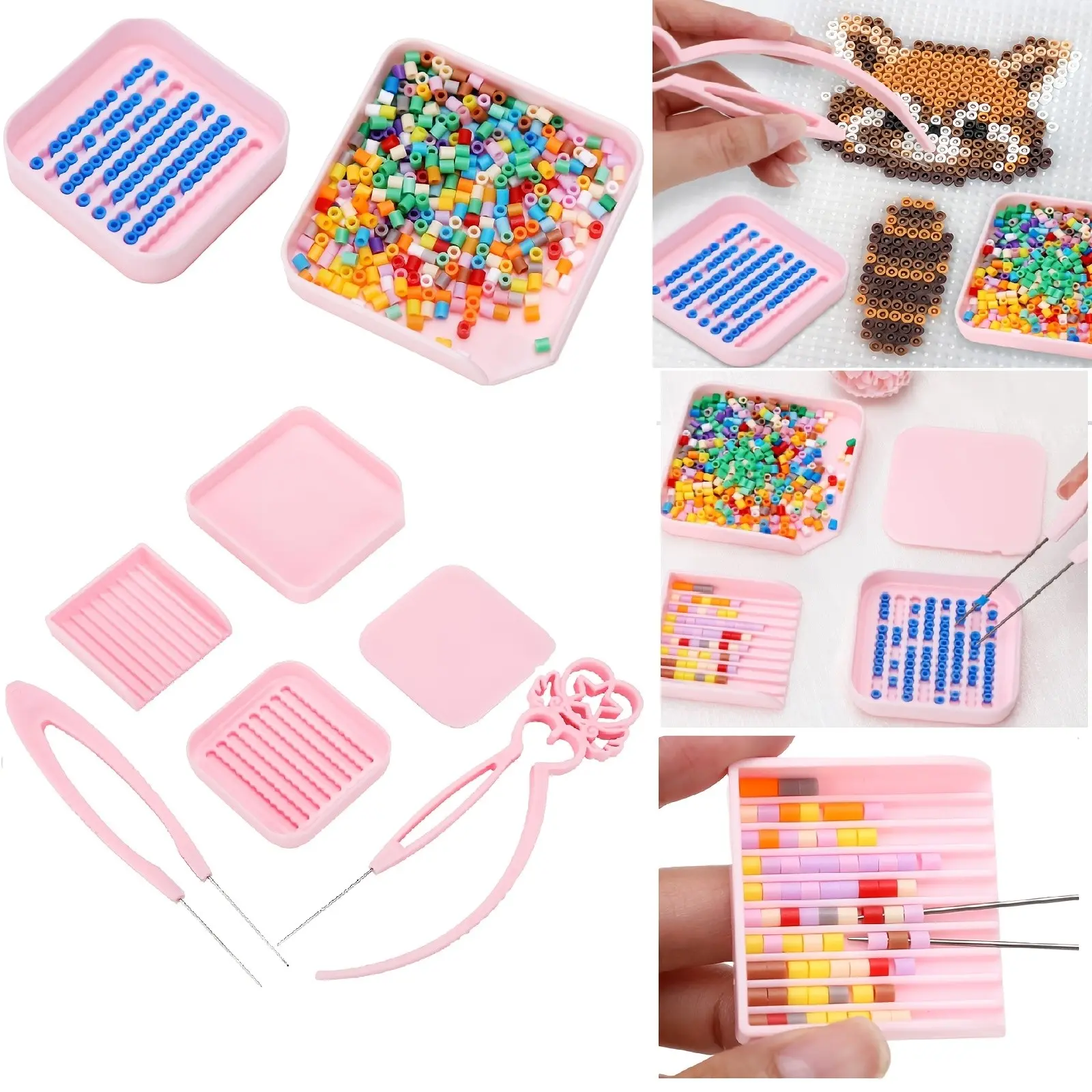 Perler Bead Tool Set, 6-Piece Beading Tray Tools, Single/dual Needle ...