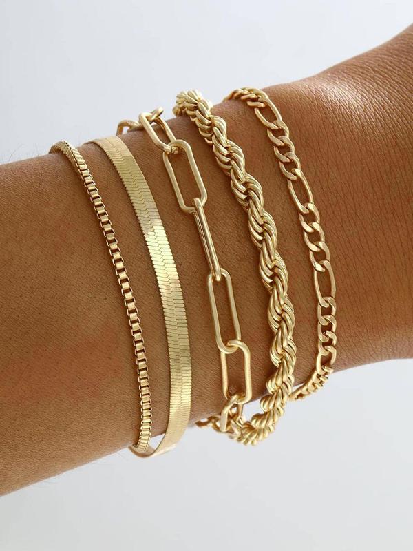 5pcs/set Street Fashion Chain Bracelet for Party, Twist Design Hand ...