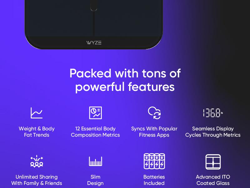 Wyze Scale X — Bluetooth Smart Weight Scale w/ ITO Glass for Body ...