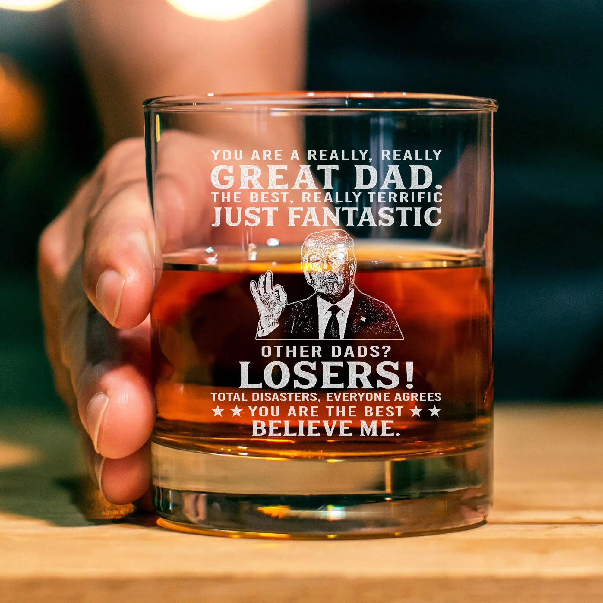 Engraved “Great Dad Believe Me” Whiskey Glass – Funny Gift for Dad ...