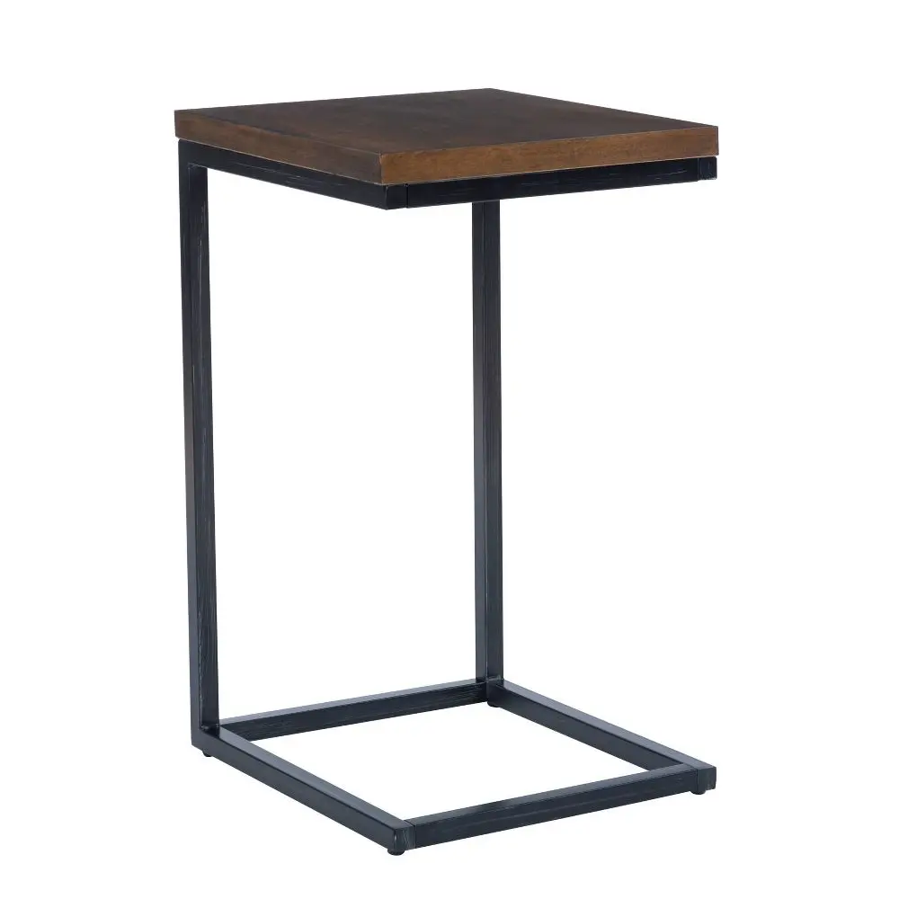 Hamri Traditional C Style Accent Table Walnut Wood and Hand Distressed ...