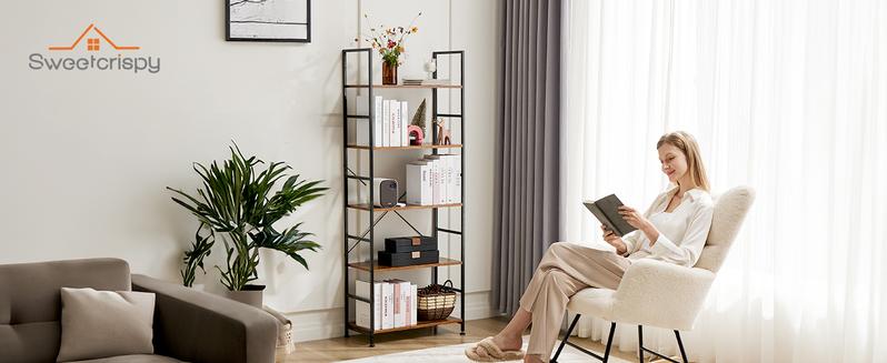 【Deal】Sweet Furniture 5 Tier Bookshelf: Modern Industrial Corner ...